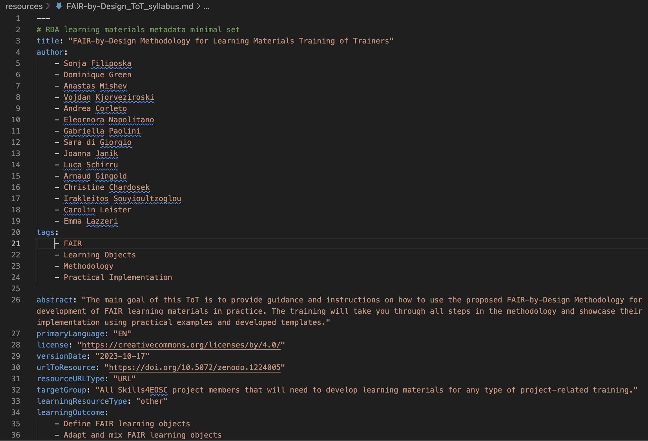 Finalising the learning materials - FAIR-by-Design Training of Trainers